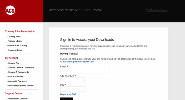 Access clientdownloads.acstechnologies.com. ACS Client Portal ...