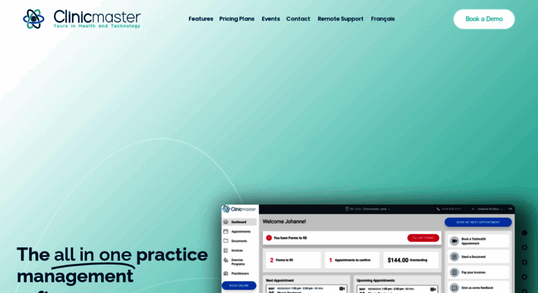 Access clinicmaster.ca. Clinicmaster - Yours in Health and Technology