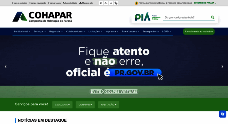 Access cohapar.pr.gov.br. Companhia de Habitação do Paraná