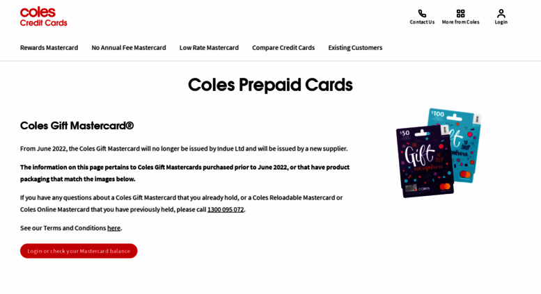 Access colesprepaidcards.com.au. Prepaid Cards - Coles Prepaid Cards