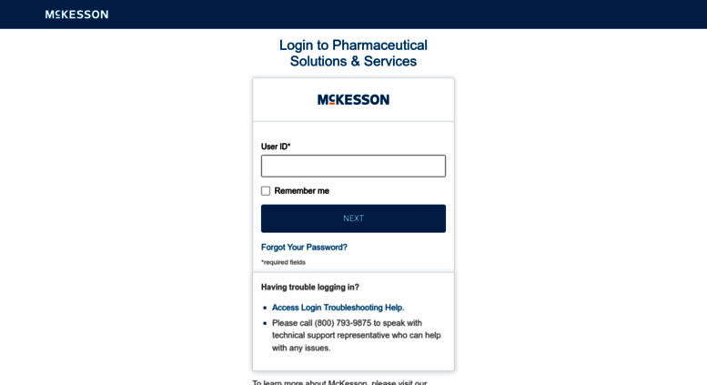 Access connect.mckesson.com. McKesson Connect > Guest Home