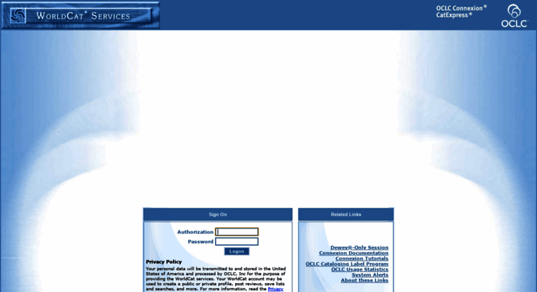 Access connexion.oclc.org. OCLC Connexion - Logon