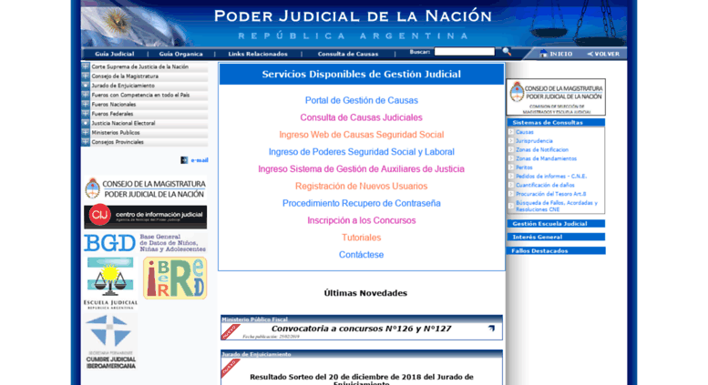Access consultas.pjn.gov.ar. Poder Judicial de la Nación Argentina
