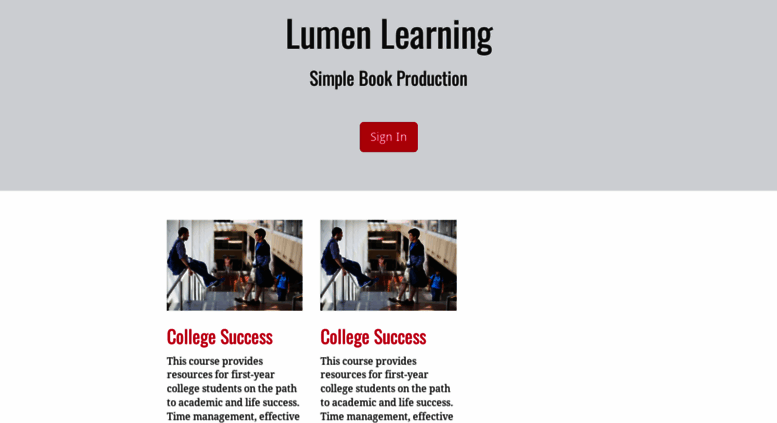 Access courses.lumenlearning.com. Lumen Learning – Simple Book Production