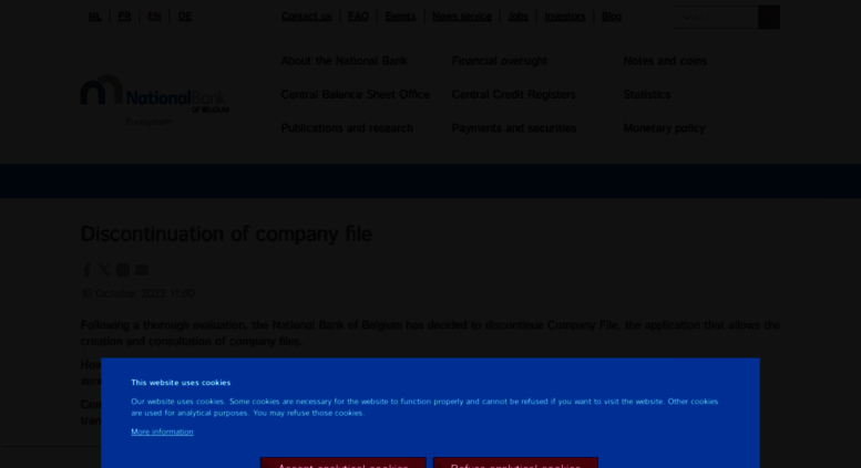 Access cri.nbb.be. Centrale des bilans - Balanscentrale - Bilanzzentrale
