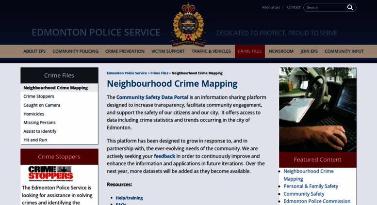 Access crimemapping.edmontonpolice.ca. Edmonton Police Service ...