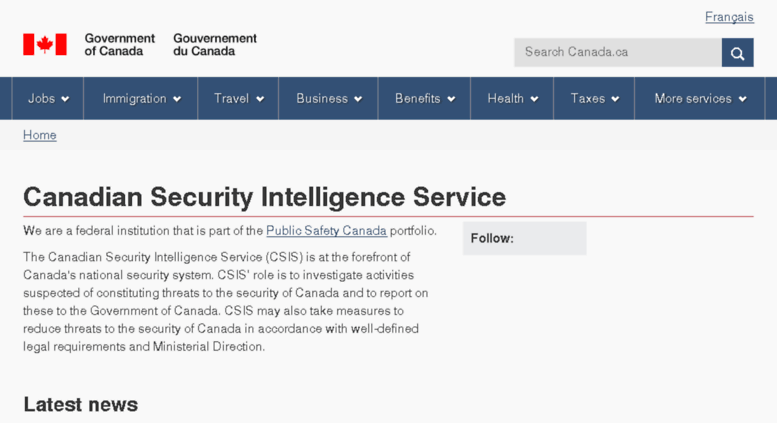 Access csis-scrs.gc.ca. Canadian Security Intelligence Service - Canada.ca