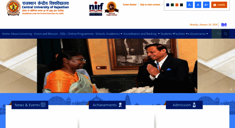 Access curaj.ac.in. Home | Central University of Rajasthan