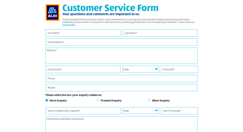Access customerservice.aldi.com.au. ALDI Customer Service Contact Form