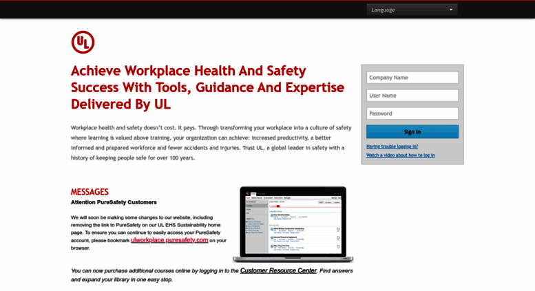 Access darling.puresafety.com. PureSafety