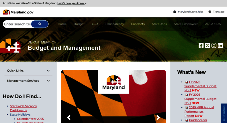 Access dbm.maryland.gov. Department of Budget and Management