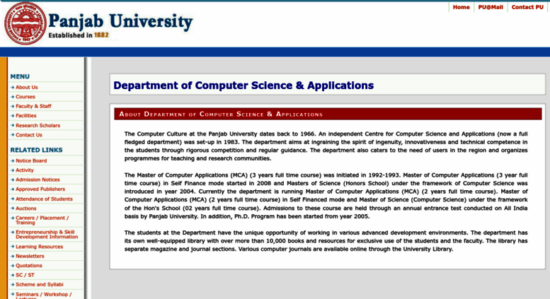 Access dcsa.puchd.ac.in. Department of Computer Science & Applications Panjab University ...