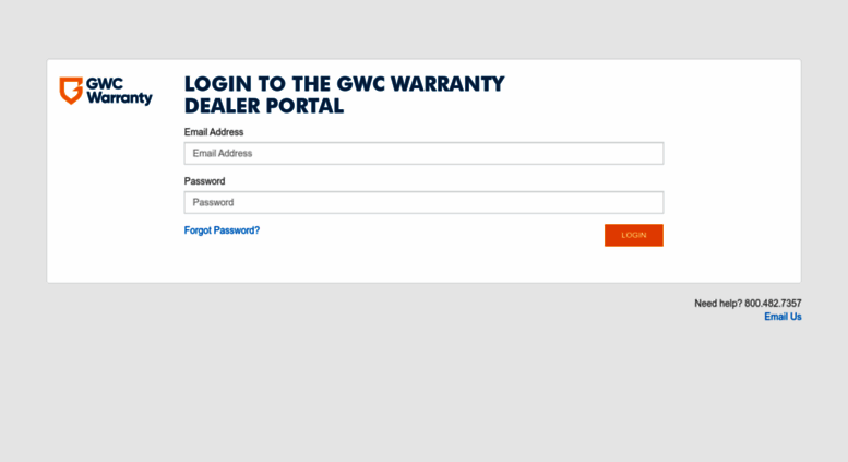 Access dealerportal.gwcwarranty.com. GWC Warranty - Dealer Portal Login