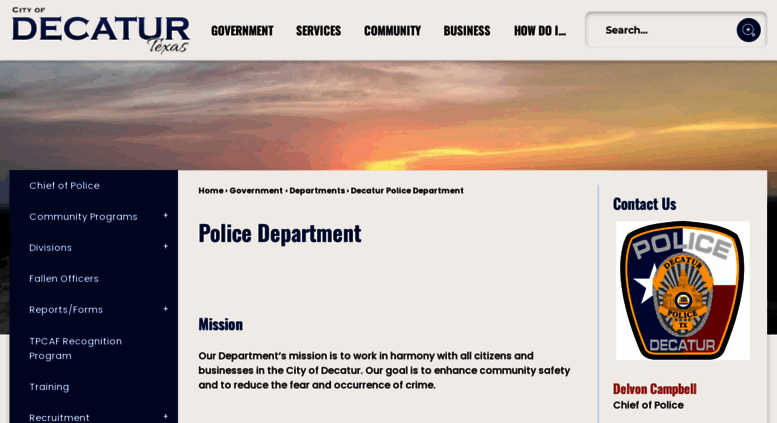 Access decaturpd.net. Police Department | Decatur, TX - Official Website