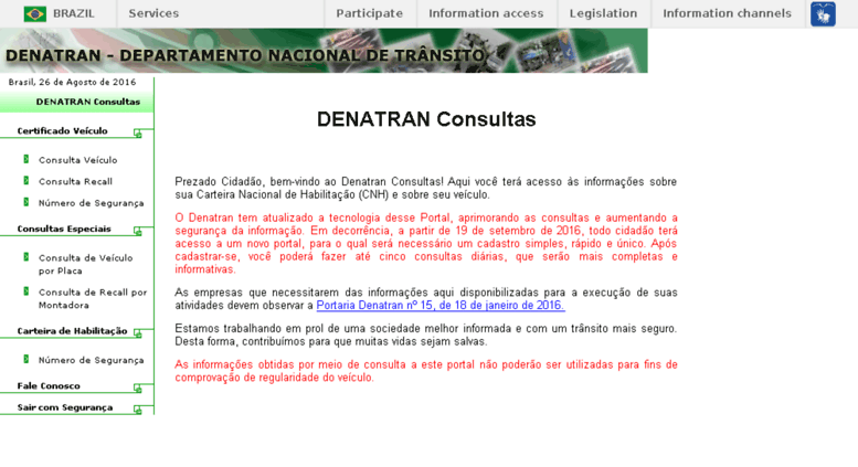 Access denatran.serpro.gov.br. DENATRAN CONSULTAS