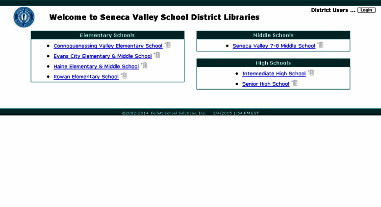 Access destiny.svsd.net. Welcome to Seneca Valley School District Libraries