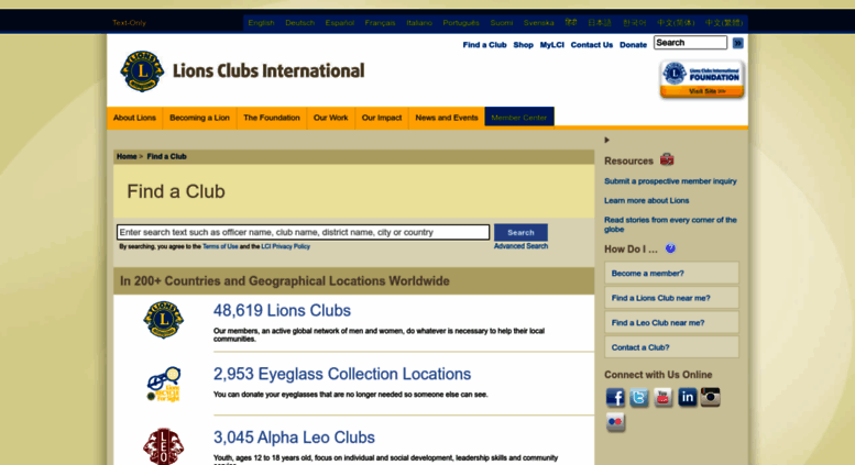 Access directory.lionsclubs.org. Find a Club