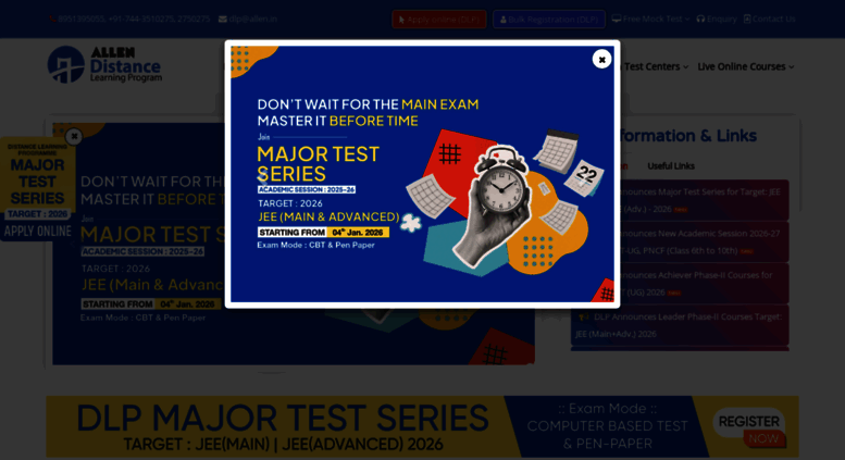 Access dlp.allen.ac.in. ALLEN - Distance Learning Program for JEE Main ...