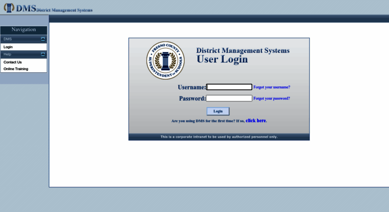 Access dms.fcoe.org. DMS Login