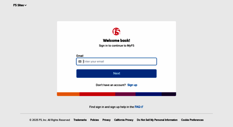 Access downloads.f5.com. F5 - Login