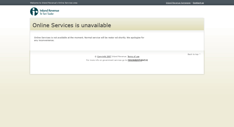 Access e-services.ird.govt.nz. Inland Revenue - Te Tari Taake, New Zealand