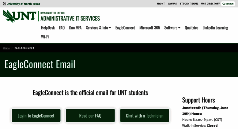 Access eaglemail.unt.edu. EagleConnect Email System | University ...
