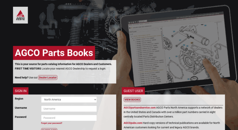 Access eame.agcopartsbooks.com. AGCO Parts Books