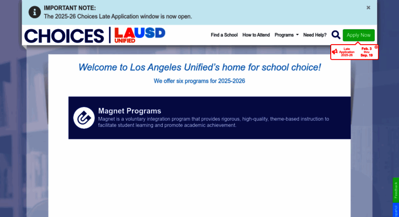 Access echoices.lausd.net.