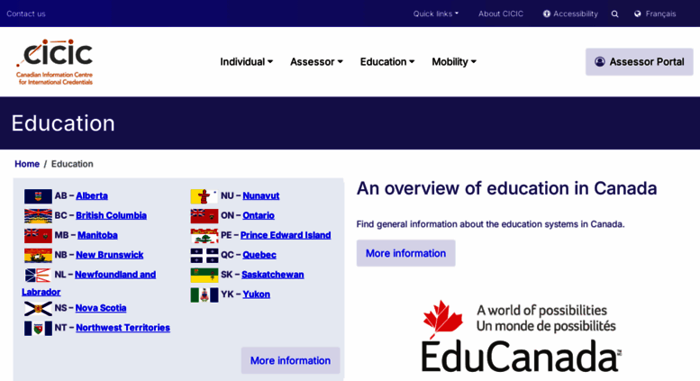 Access education.cicic.ca. Education