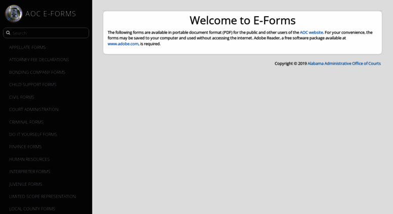 Access eforms.alacourt.gov. E-Forms - Alabama Administrative Office of ...