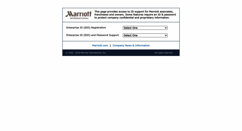 Access eidhelp.marriott.com. Marriott EID and Password Support