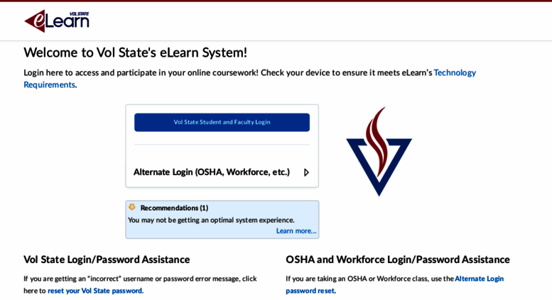 Access elearn.volstate.edu. Login - Volunteer State Community College