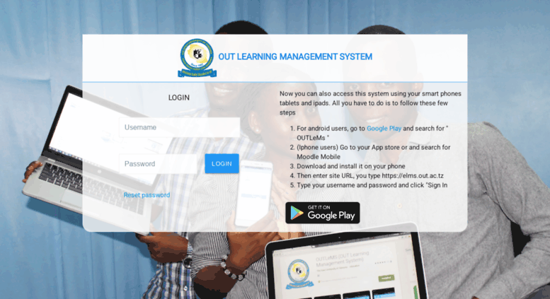 Access elms.out.ac.tz. OUT ELMS