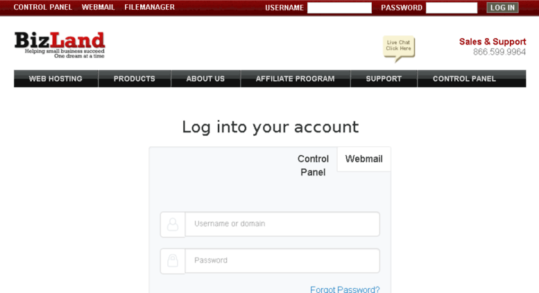 Access email.bizland.com. BizLand Login
