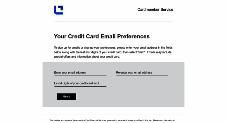 Access email.myaccountaccess.com. Your Credit Card Email Preferences