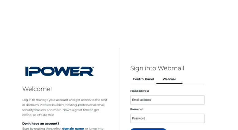 Access emailmg.ipower.com. IPOWER Login