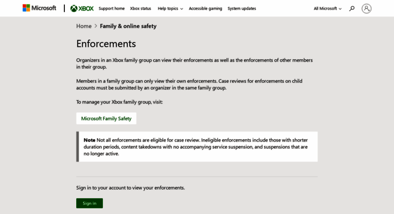 Access enforcement.xbox.com. Xbox Enforcement | Home