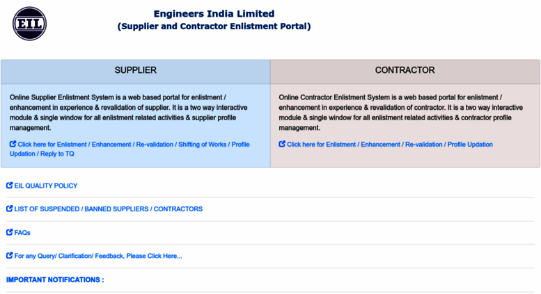 Access enlist.eil.co.in.