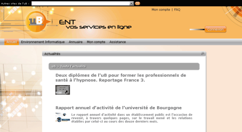 Access ent.u-bourgogne.fr. ENT uB - ent2