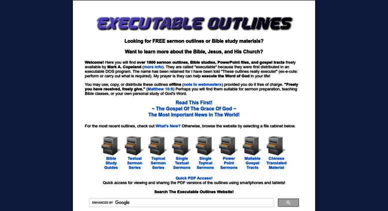 Access executableoutlines.com. Executable Outlines - Free sermon ...
