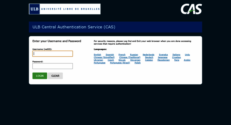 Access ezproxy.ulb.ac.be. Login - CAS – Central Authentication Service
