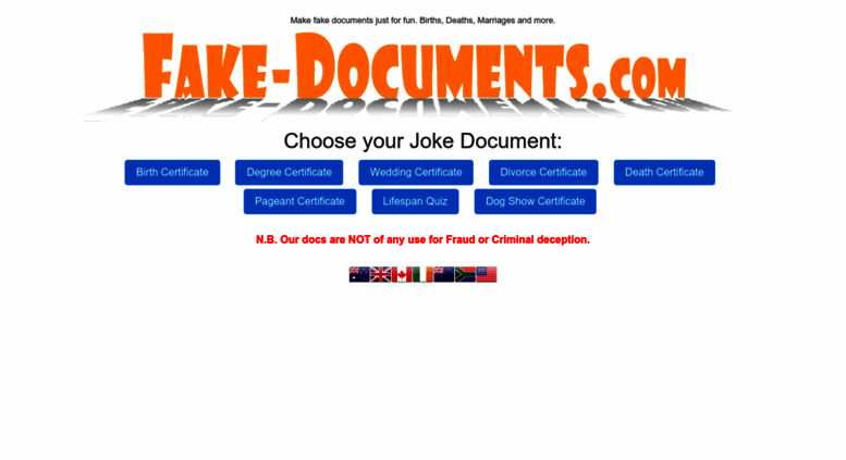 Access fake-documents.com. Make fake documents just for fun. Births ...