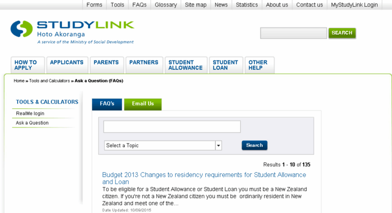 Access faqs.studylink.govt.nz. StudyLink | Frequently Asked Questions
