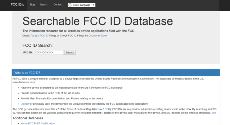 Access fccid.io. FCC ID Search