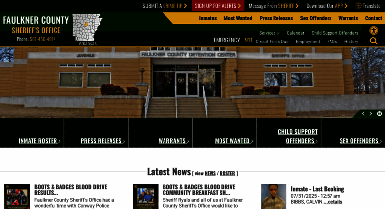 Access fcso.ar.gov. Faulkner County Sheriff's Office