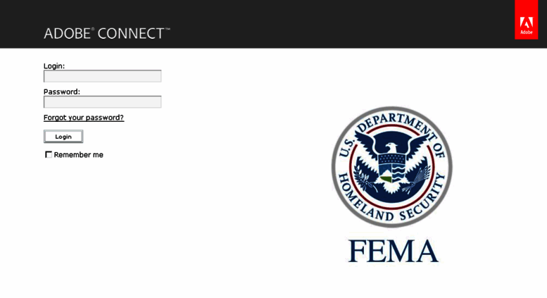 Access fema.connectsolutions.com. Adobe Connect Central Login