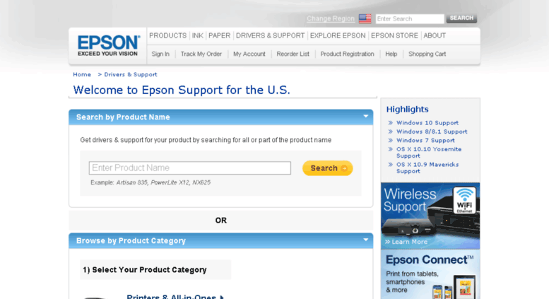 Access files.support.epson.com. Epson Support - Drivers, FAQs ...