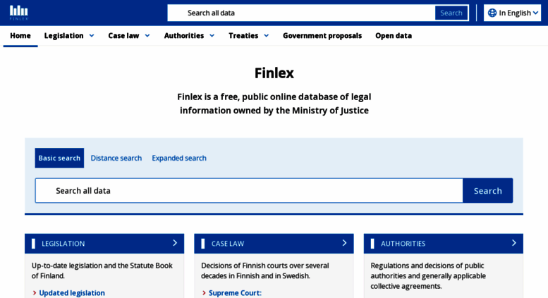 Access finlex.fi. Etusivu - FINLEX