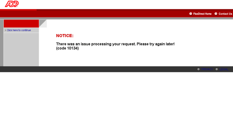 Access flexdirect.adp.com. Error | ADP FlexDirect