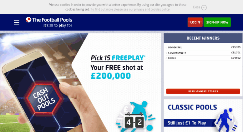 Access footballpools.co.uk. Football Pools | Classic Pools | Spot the Ball